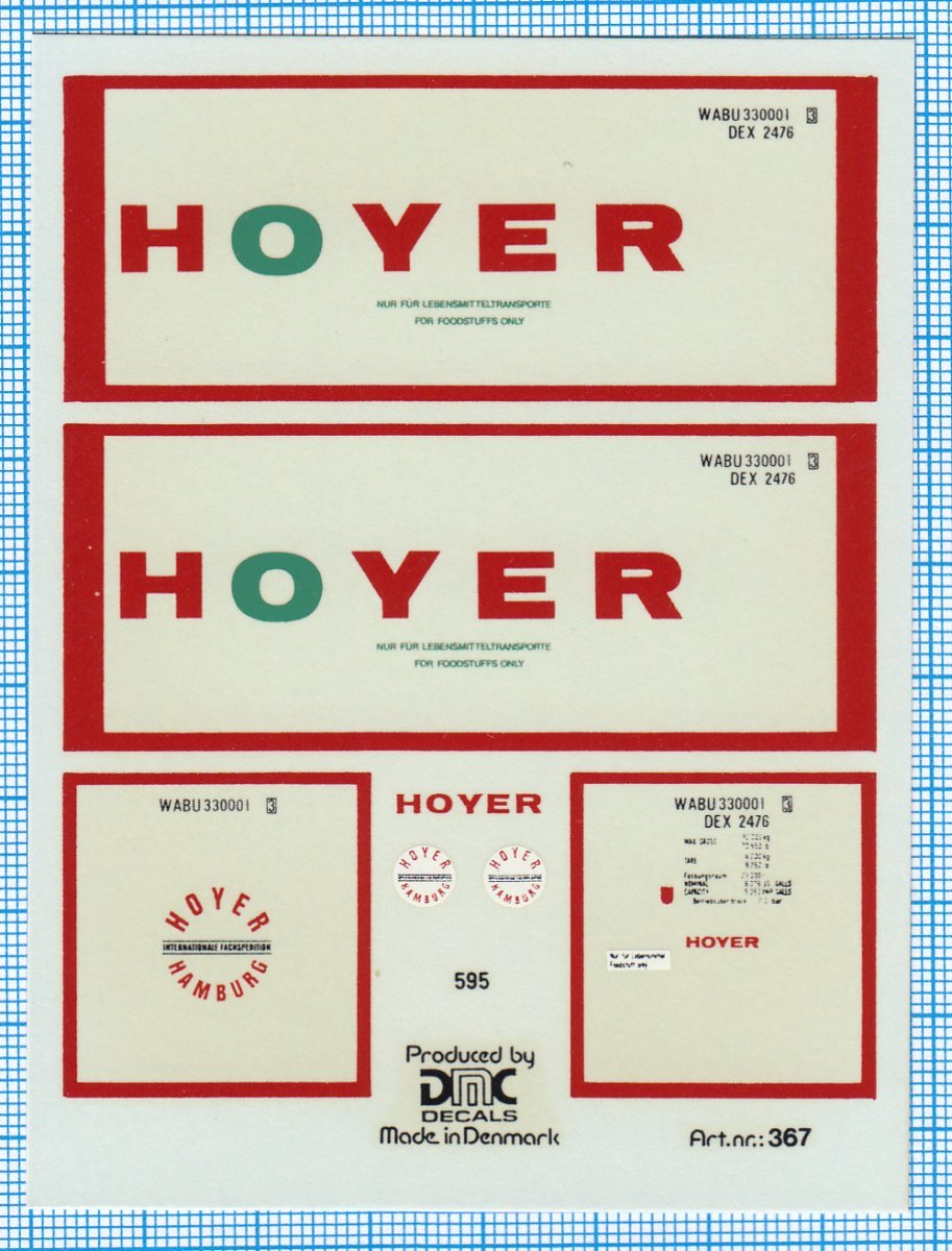 HOYER - decals, skala 1/87 - Decals, skala 1/87 - Modelskibet.dk (v ...