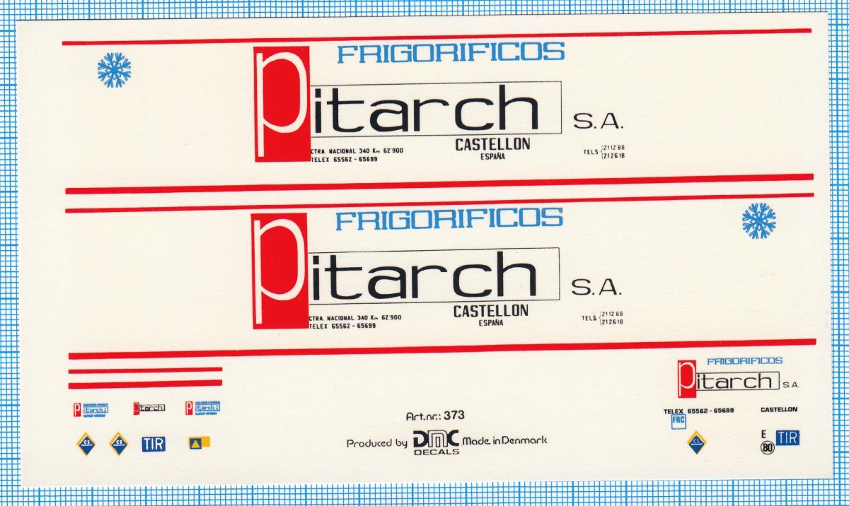 Pitarch S.A. - decals, skala 1/87 - Decals, skala 1/87 - Modelskibet.dk