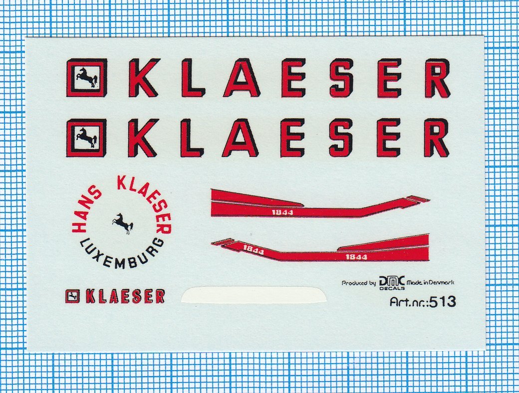 KLAESER - decals, skala 1/87 - Decals, skala 1/87 - Modelskibet.dk