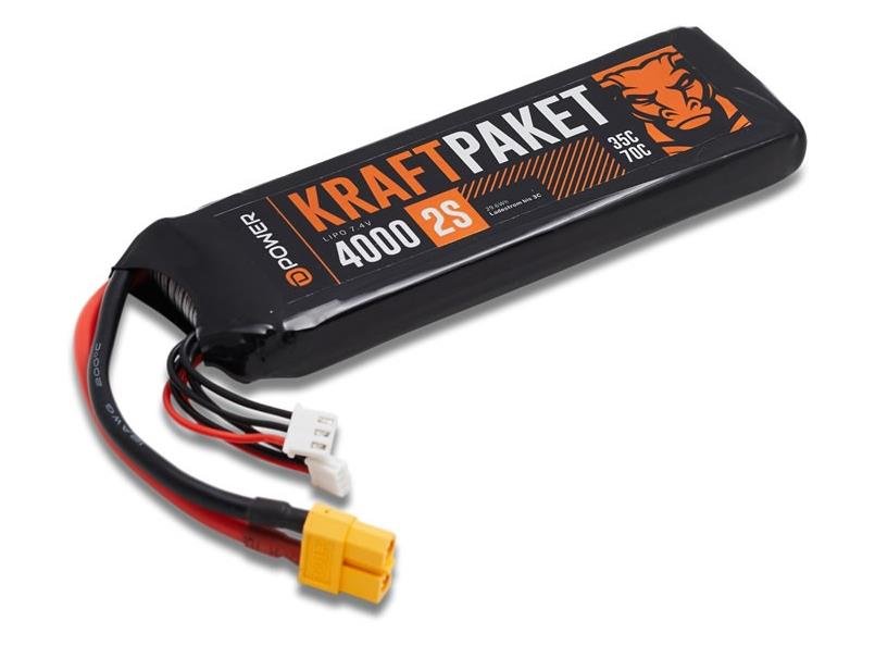 KRAFTPAKET 4000 2S LIPO 7,4 V 35/70C - XT60 - LiPo-batterier 1S - 2S (3,7 - 7,4 V) - Modelskibet ...