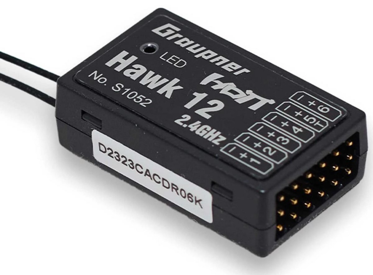 Graupner Hawk 12 HoTT 6-kanals modtager med 3-akse gyro og vario ...