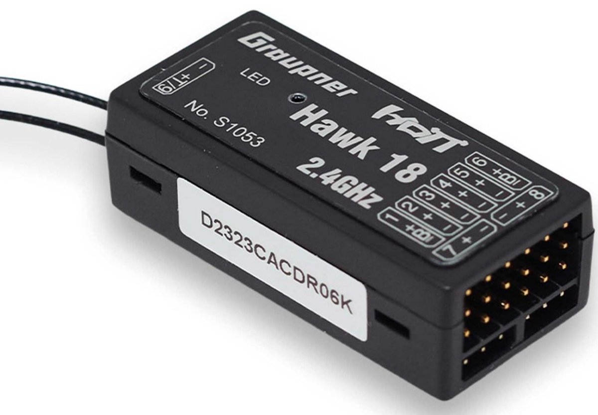 Graupner Hawk 18 HoTT 9-kanals modtager med 3-akse gyro og vario ...