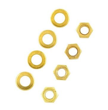 Messing møtrikker og skiver, M3, 4 stk. - Møtrikker i messing ...