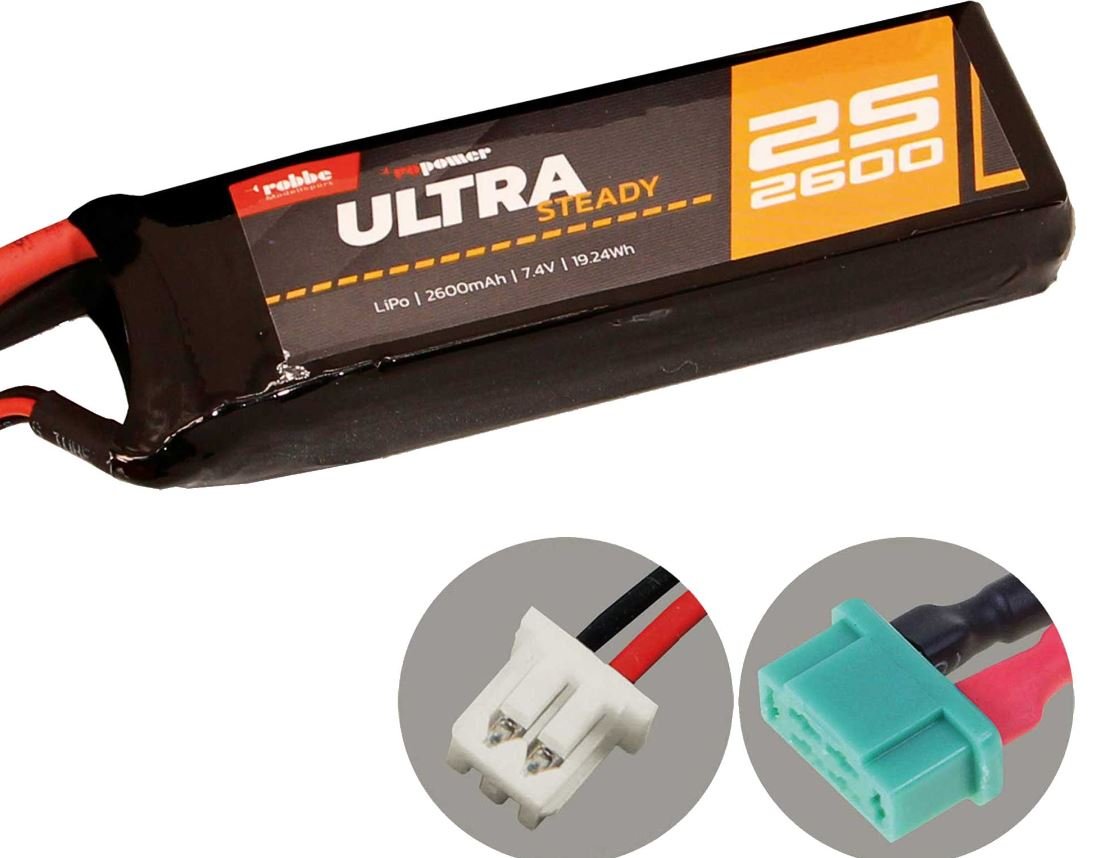 RO-POWER ULTRA 2600 mAh 7,4 Volt MPX - LiPo-batterier 1S - 2S (3,7 - 7 ...